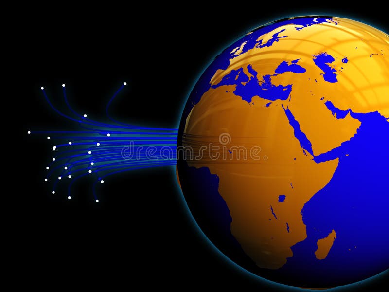 Faseroptik und Erde stock abbildung. Illustration von kreis - 7057703
