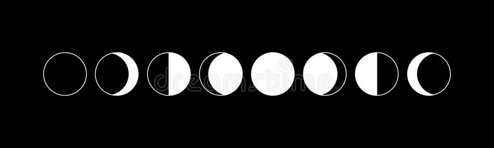 Fases Da Lua. Fase Da Lua. Metade Nova E Luas Cheias. Vetor. Ilustração ...