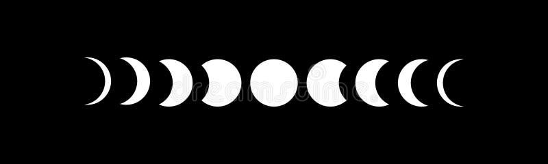 Fases Da Lua. Fase Da Lua. Metade Nova E Luas Cheias. Vetor. Ilustração ...