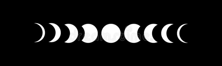 Fases Da Lua. Fase Da Lua. Metade Nova E Luas Cheias. Vetor. Ilustração ...