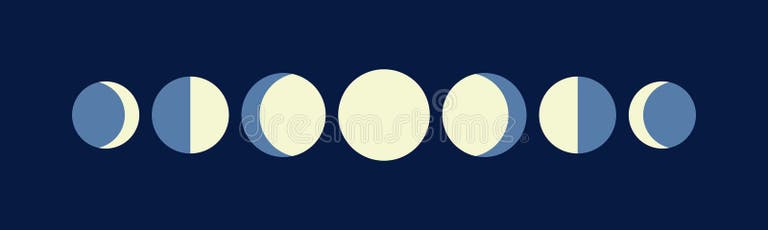 Fases Da Lua. Fase Da Lua. Metade Nova E Luas Cheias. Vetor. Ilustração ...
