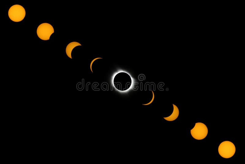 Fases Del Eclipse Solar Total Foto de archivo - Imagen de negro, corona ...