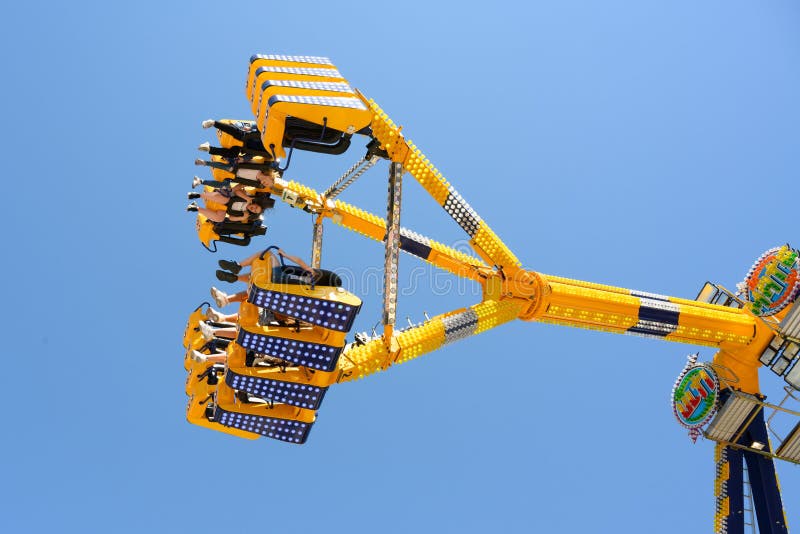 Amusement on Funfair Pendulum Ride, Fast Spinning Fairground Amusement ...