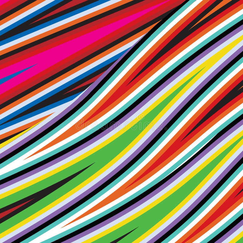 Fashion Abstract Rainbow Spectrum Fabric Colorful Twisted Waves Stripe