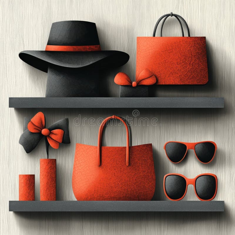 Fashion Accessories Display on Shelves Stock Illustration ...