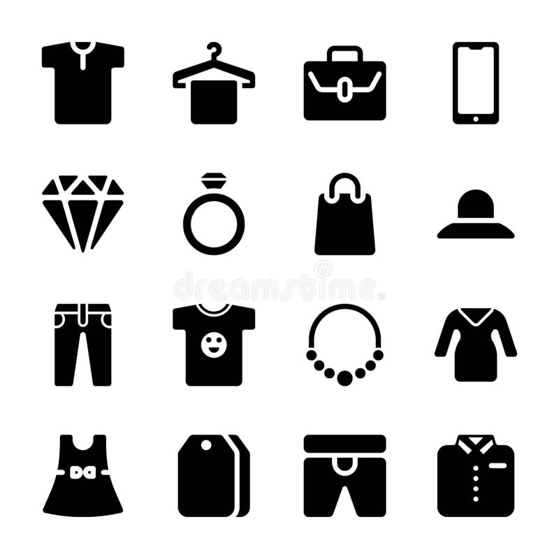 Fashion Accessories Icons Pack Stock Illustration - Illustration of ...
