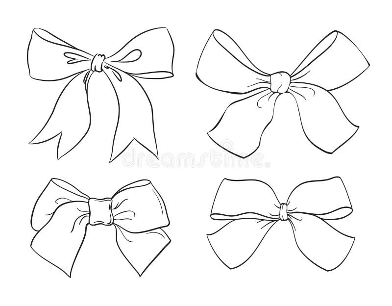 Fashion Accessory Bows Drawing, Ribbon Bows Set Illustration Stock ...