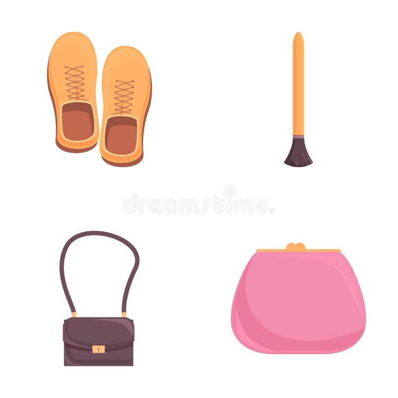 Fashion Accessory Icons Set Cartoon Vector. Woman Footwear and ... Fashion Accessory Icons Set Cartoon Vector. Woman Footwear and ...