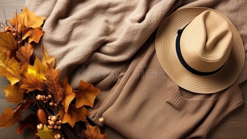 Fashion Autumn Warm Clothes, Layout. Generative AI Stock Image - Image ...