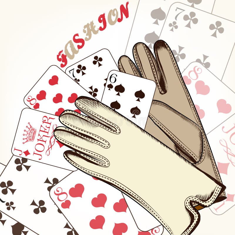 Fashion Background with Gloves and Playing Cards Stock Vector ...