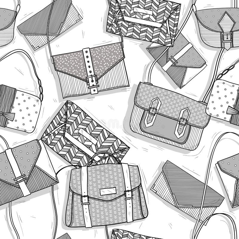 Hand Drawn Doodle Sketch Illustration Seamless Pattern Bags - Baggage ...
