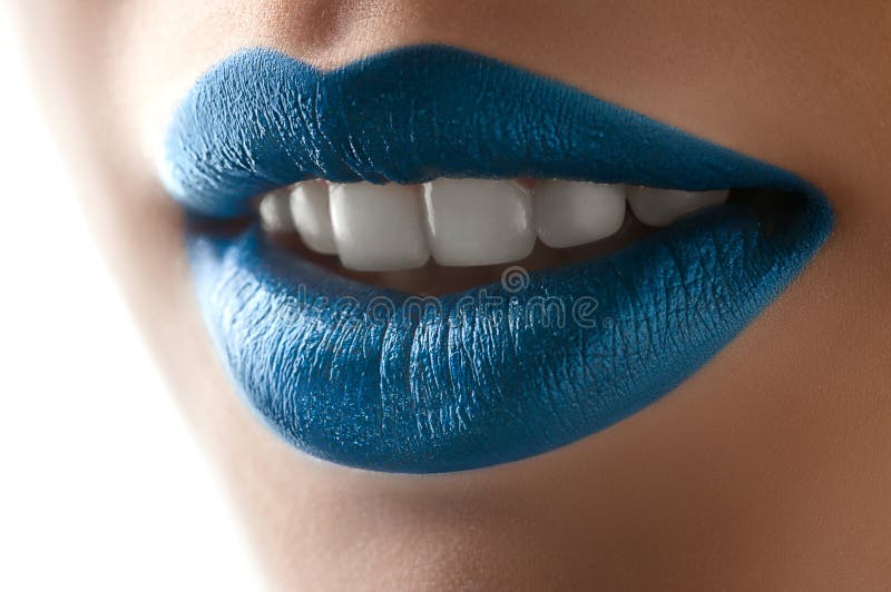 Fashion blue lips stock photo. Image of luscious, health - 50123532