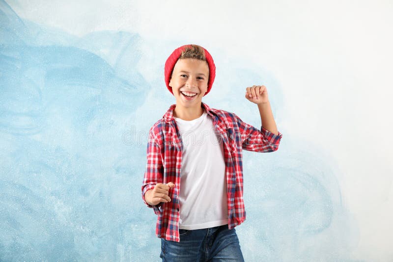 Boy in White T-shirt Against Color Background Stock Image - Image of ...