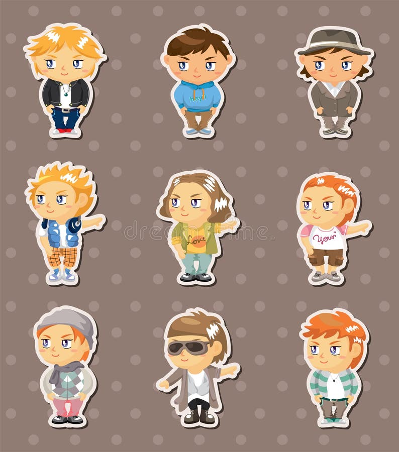 Fashion boy stickers stock vector. Illustration of draw - 25742425