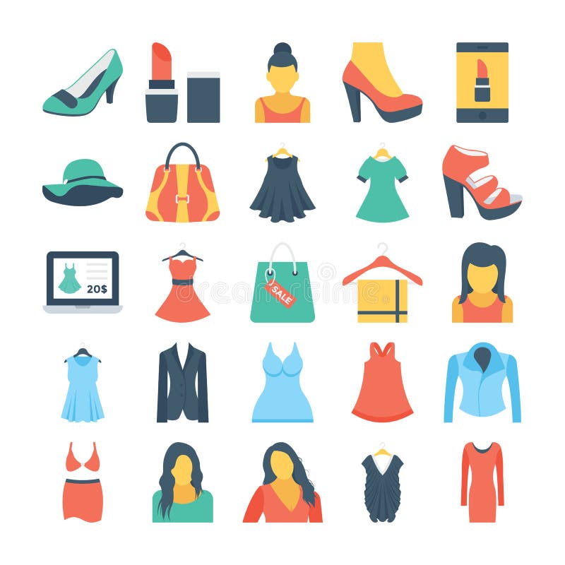 Fashion and Beauty Colored Vector Icons 1 Stock Illustration ...