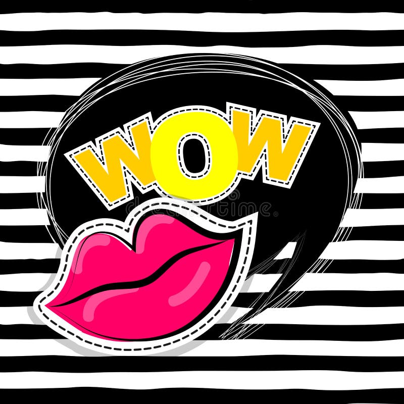 Fashion 90 Comic Text Wow Balloon Stock Vector - Illustration of ...