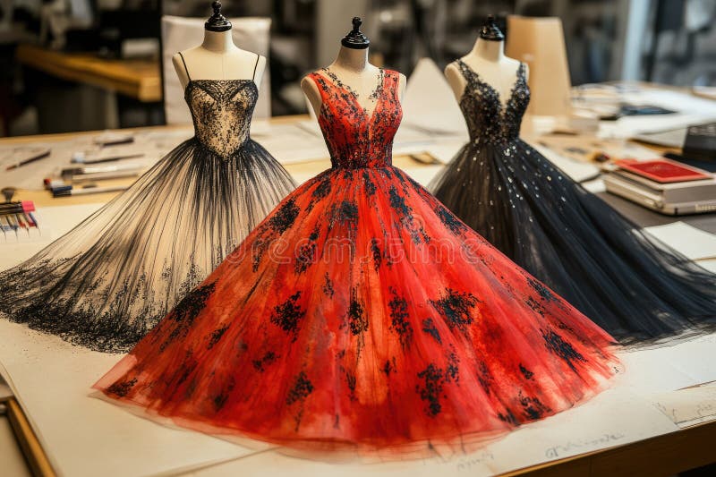 Fashion Design Garment Sketches Fabric Samples Creative Workspace ...