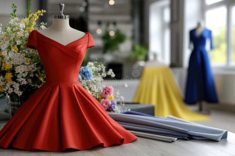 Fashion Design - Garment Sketches, Fabric Samples, Creative Workspace ...