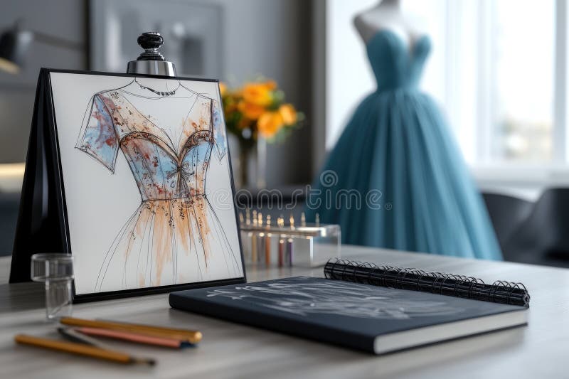 Fashion Design - Garment Sketches, Fabric Samples, Creative Workspace ...
