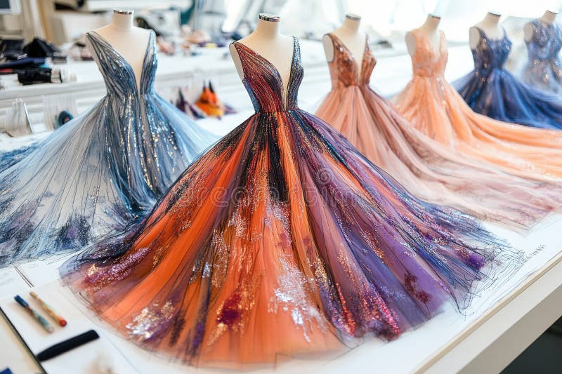 Fashion Design - Garment Sketches, Fabric Samples, Creative Workspace ...