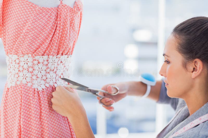 Fashion Designer Cutting Dress Stock Photo - Image of occupation ...