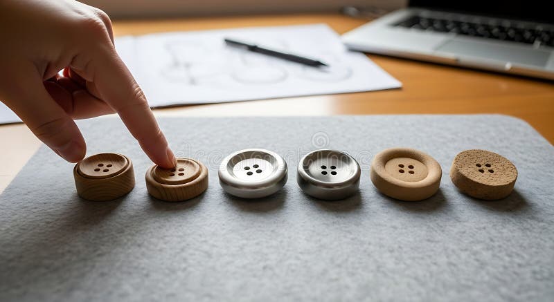 Fashion Designer Hand Selecting a Button from a Collection of Samples ...