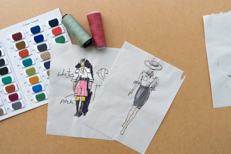 Fashion Designer Room. Pattern for Cloth, Color Sample Catalog and ...