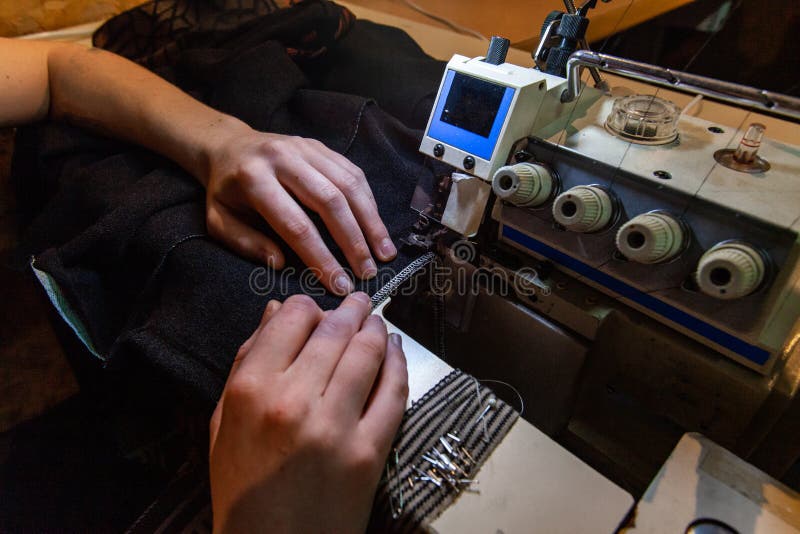 Fashion Designer Using Vintage Overlock Stock Photo - Image of ...