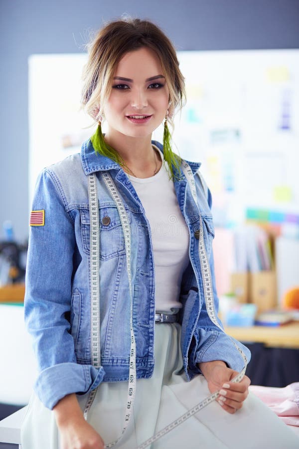 Fashion Designer Woman Working on Her Designs in the Studio Stock Image ...