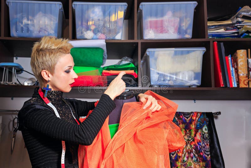 Fashion Designer Working with Dummy Stock Photo - Image of cloth ...