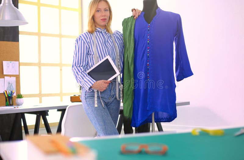 Fashion Designer Working on Her Designs in the Studio Stock Photo ...
