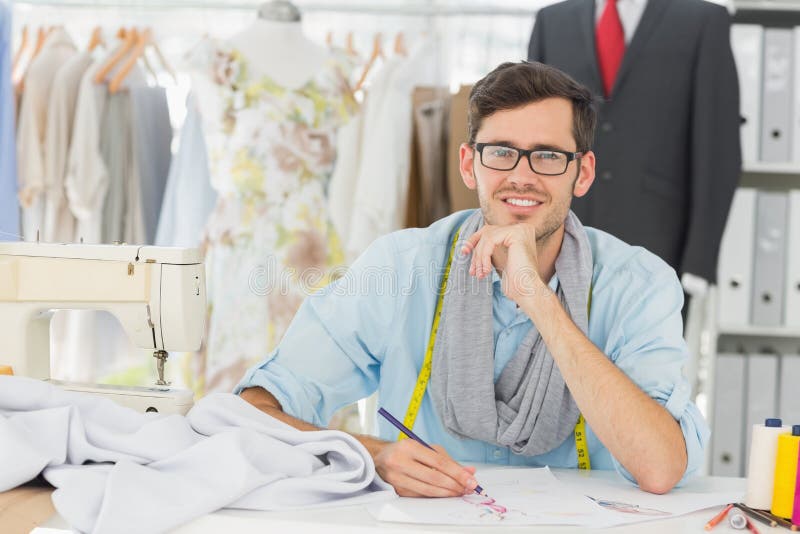 Fashion Designer Working on His Designs Stock Photo - Image of looking ...