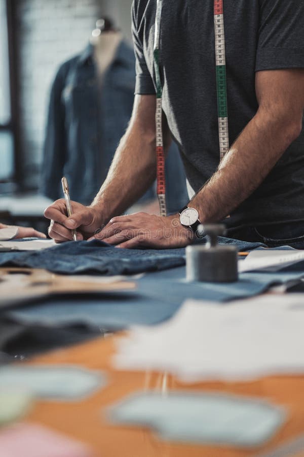 Fashion Designer Working in His Studio Stock Image - Image of ...