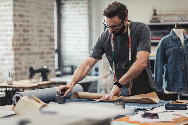 Fashion Designer Working in His Studio Stock Image - Image of creative ...