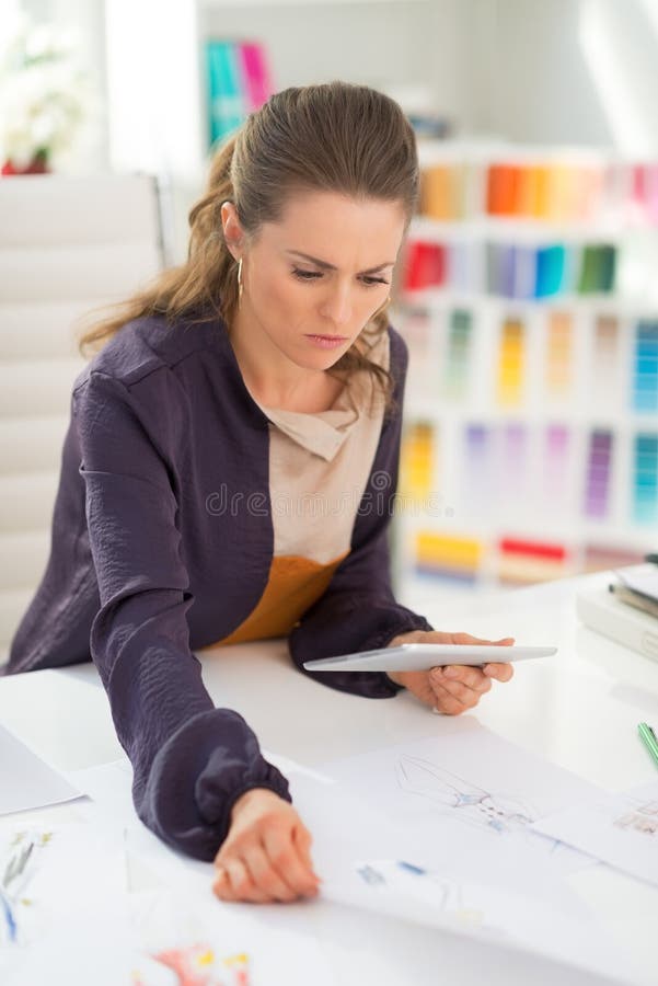 Fashion Designer Working in Office Stock Photo - Image of working ...