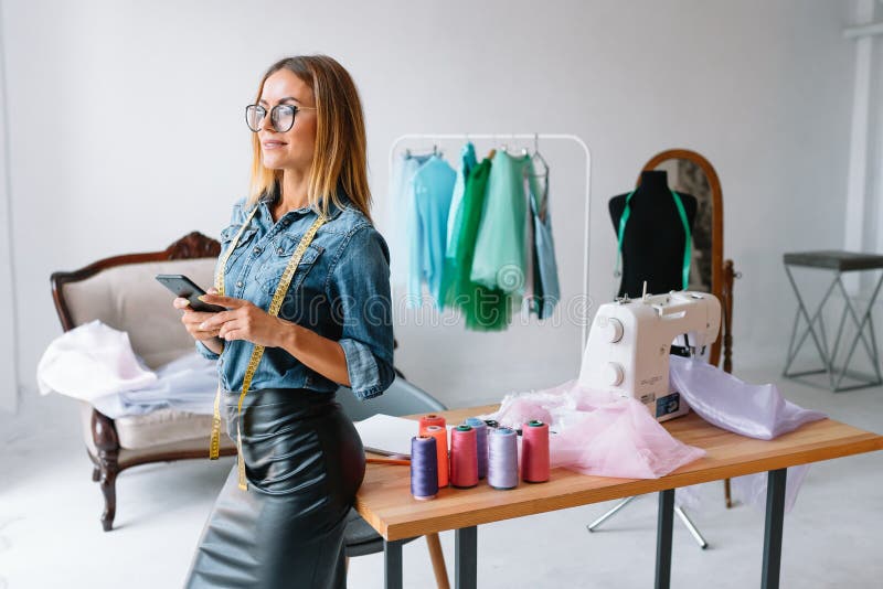 Fashion Designer Working in the Studio Stock Image - Image of working ...