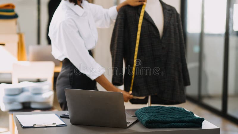 Fashion Designer Working in Studio. Close Up Design Stock Photo - Image ...