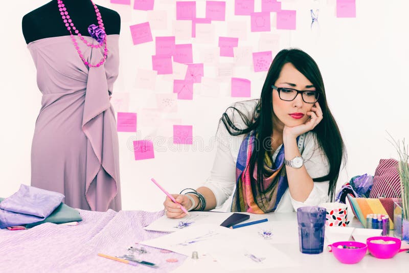 Fashion designer working stock image. Image of fashion - 220130095