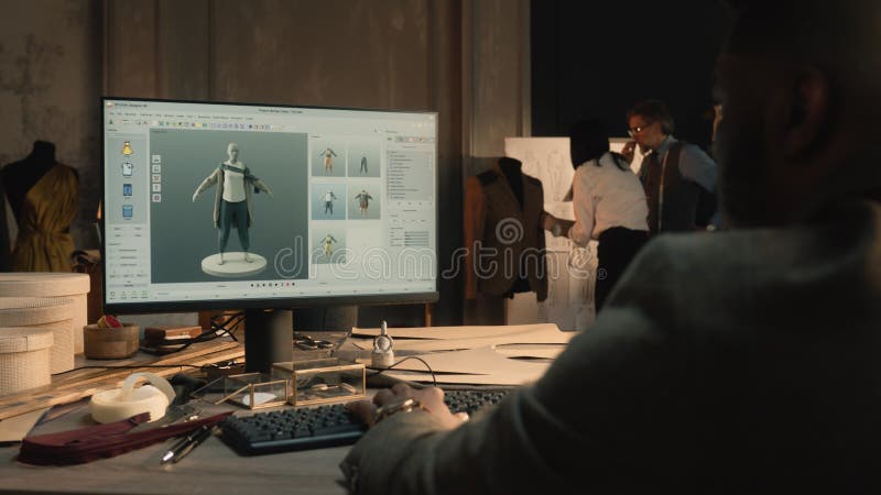 Fashion Designer Works in 3d Modeling Program Stock Photo - Image of ...