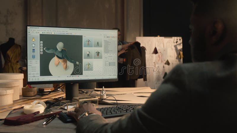 Fashion Designer Works in 3d Modeling Program Stock Photo - Image of ...