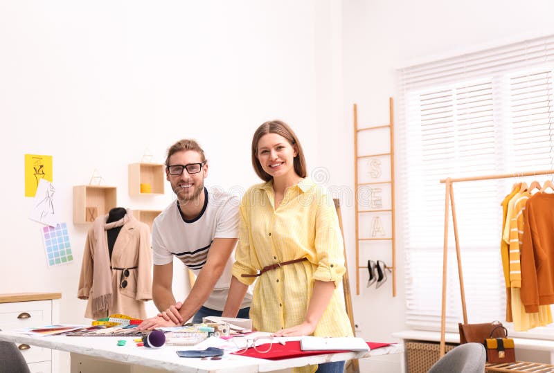 Fashion Designers Creating Clothes in Studio Stock Image - Image of ...