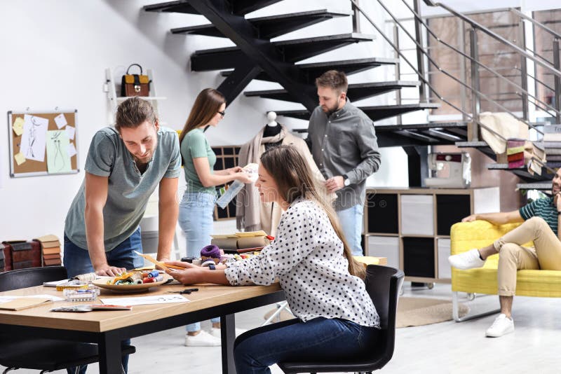 Fashion Designers Creating Clothes in Studio Stock Image - Image of ...