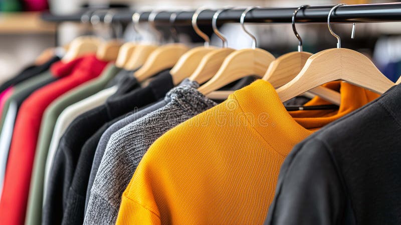 Threads of Style, Colorful Clothing Draped Elegantly on Store Racks ...