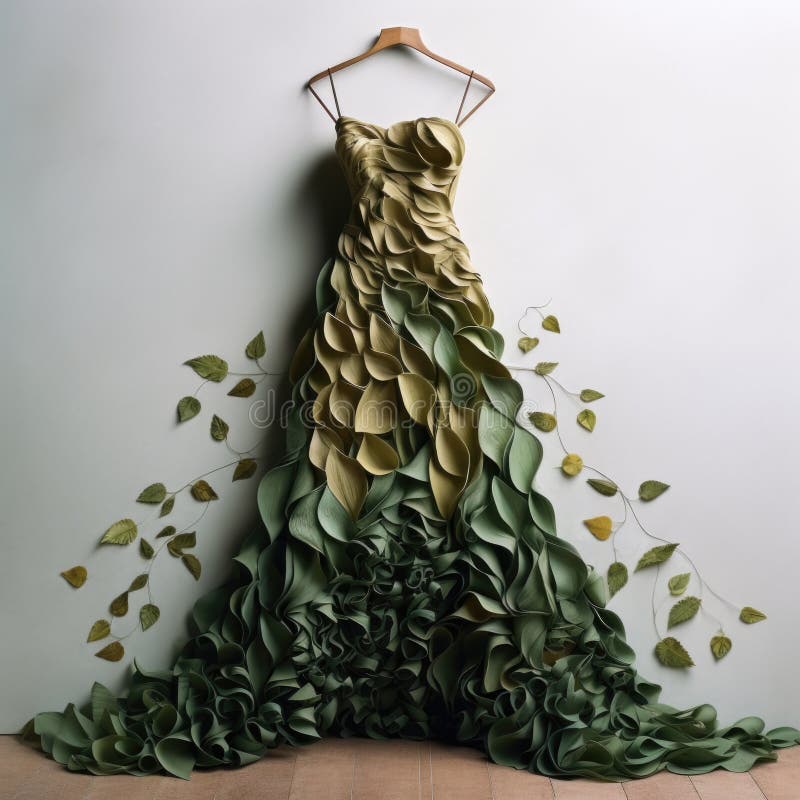 Fashion Dress Made with Leaves Stock Illustration - Illustration of ...