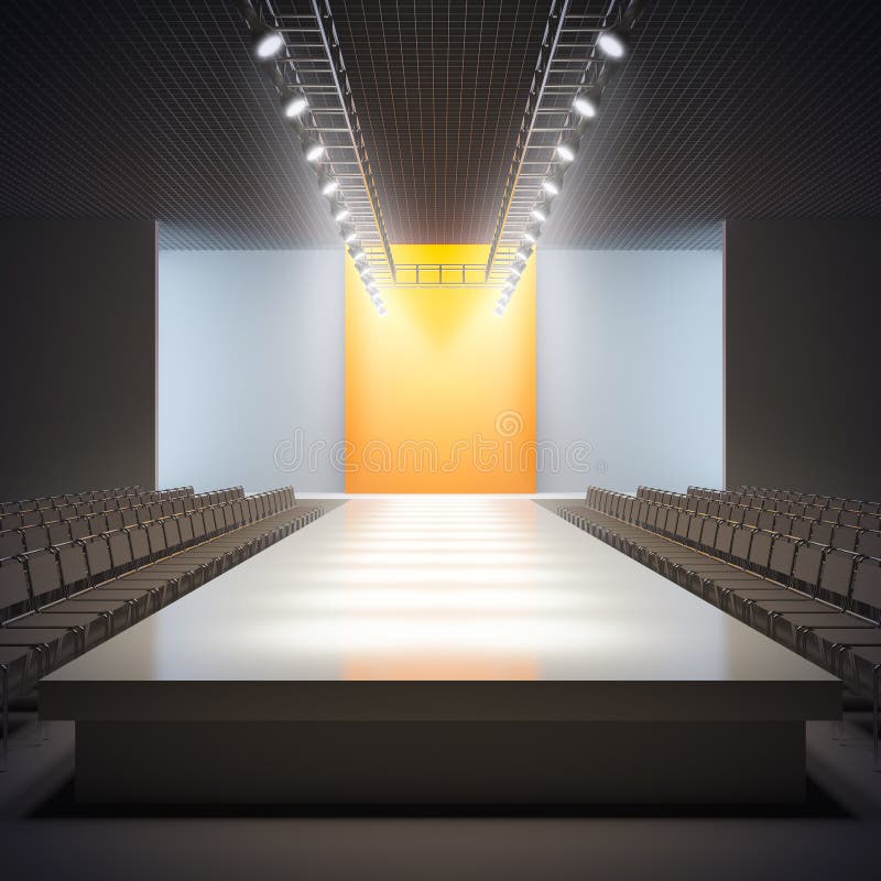 3d Empty fashion runway stock illustration. Illustration of interior ...