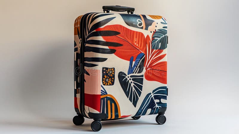 Fashion Forward Suitcase with Unique Patterns, Standing Solo on a White ...