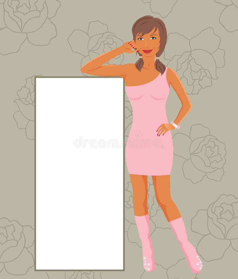 Fashion Girl Showing Message Board Stock Illustrations – 78 Fashion ...