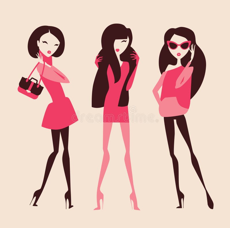 Vector Beautiful Fashion Girls Top Models Stock Vector - Illustration ...