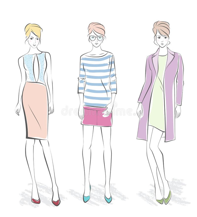Vector Beautiful Fashion Girls Top Models Stock Vector - Illustration ...