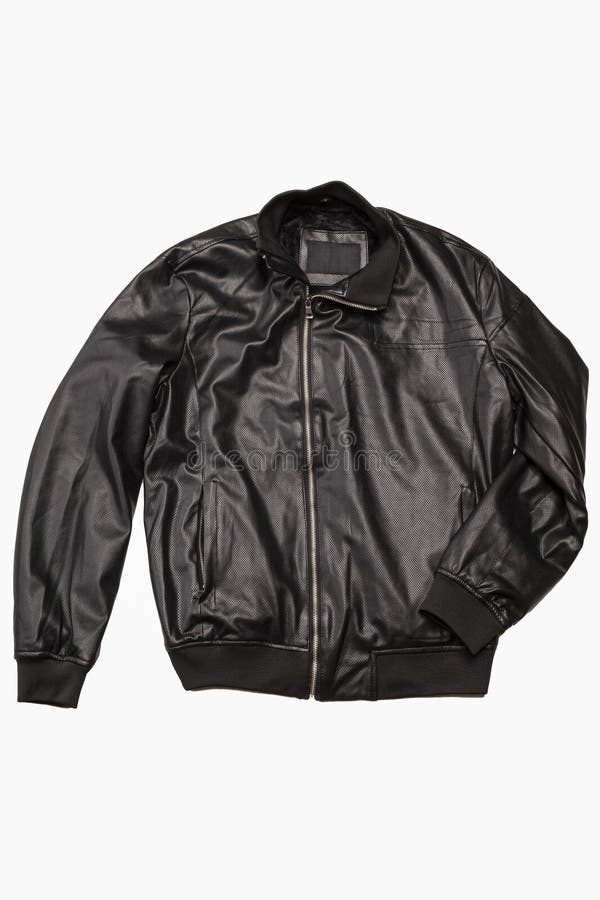 Fashion Ideas. Front View of Mens Leather Dotted Black Jacket Isolated ...